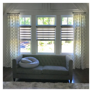 Drapery Side Panels & Alta Dual Shades in Master Bedroom - Transitional ...