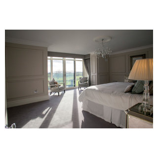 Feature walls with beading, panoramic sea views, furniture and lighting ...