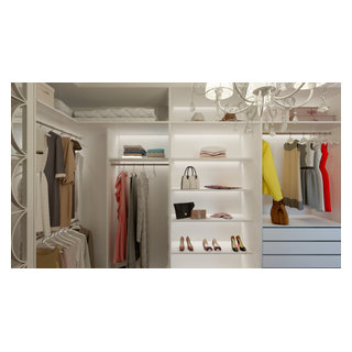 Fitted Walk in Dressing Room with Lacquer Mirror Doors - Contemporáneo ...