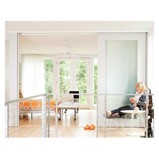 Frosted glass full wall sliders - Bedroom | Houzz