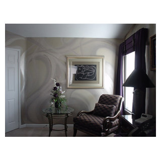 Hand-painted Platinum Wall Pattern with Mica Chips - Eclectic - Bedroom ...