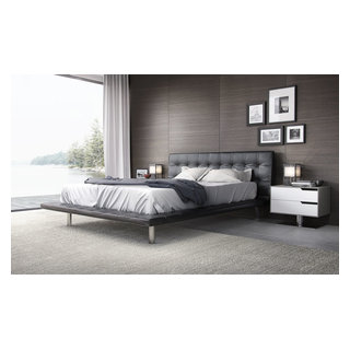 Howard Jet Black Leather Bed - Contemporary - Bedroom - New York - by ...