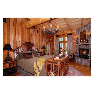 Log and Stone Timber Frame - Rustic - Bedroom - Charlotte - by ...