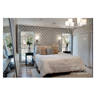 Master Bed with Custom Veneer Plaster & Hand-Painted Stenciling ...