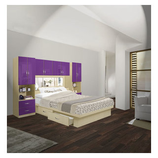 Studio 4 Drawer Platform Storage Pier Bed w Mirrored Headboard ...