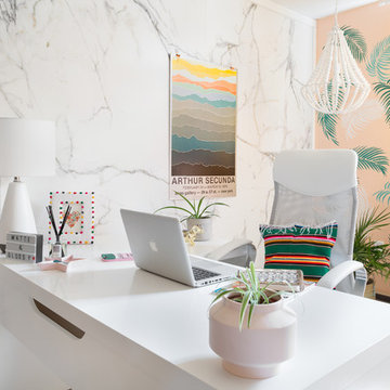 75 Beautiful Red Home Office with Multicolored Walls Pictures & Ideas ...