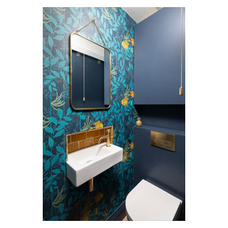 Space saving semi-recessed basin - Scandinavian - Powder Room - London ...