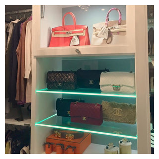 Chanel and Hermes White Master Walk-in Closet - Contemporary - Closet ...