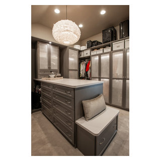Dark Gray His & Hers Walk-in Closet - Transitional - Closet - Denver ...