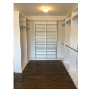 Large Walk-in Closet with Hallway Storage cabinets and custom dressers ...