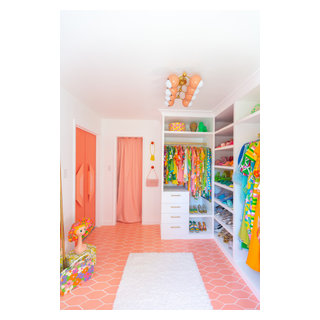 Pink Picket Floor Tiles - Midcentury - Closet - New York - by Fireclay ...