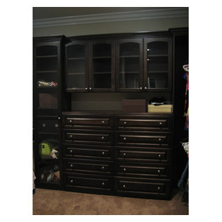 Walk-in Master Closet Chocolate Stained Wood Exteriors and Chocolate ...
