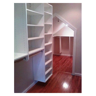 Walk in Master Closet in White with Sloped Ceilings - Contemporary ...