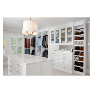 White Painted Maple Wood Walk-In Closet & Dressing Room, Westchester ...