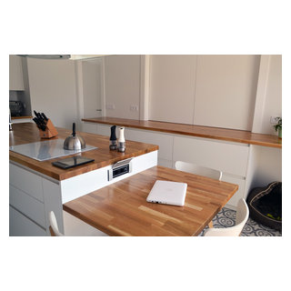 ENCIMERA LACADO CON ENCIMERA ROBLE NATURAL - Contemporary - Kitchen ...