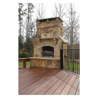 Batu Deck and Fireplace - Rustic - Deck - Charlotte - by Deckscapes Inc ...