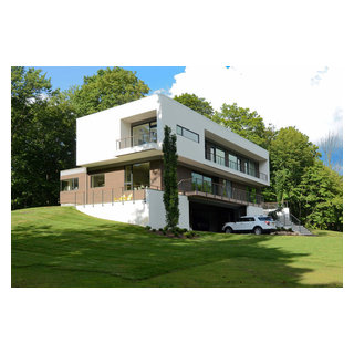 Cube Style House with Cable Railing System, New Canaan, CT - Modern ...