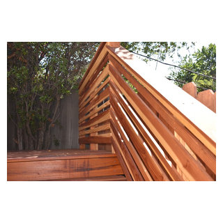 Hollywood Hills Tigerwood Deck, Steps & Railing - Traditional - Deck ...