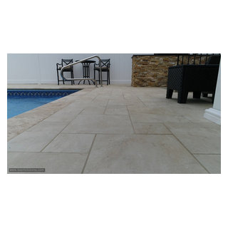 Ivory Prorcelain Paver and Ivory Travertine Pool Copings and Ella ...
