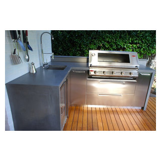 Outdoor Kitchens with Polished Concrete Benchtops & Stainless Steel ...