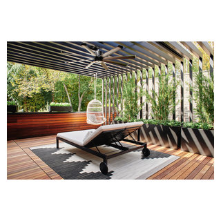 Rooftop Spa Deck with framed view of yard and trees beyond ...