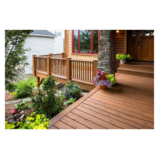 Rustic Entryway, Walkway and Back Decks with Trex Decking and Cedar ...