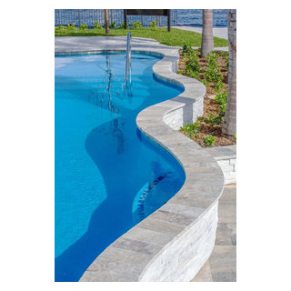 Silver Travertine Pavers - Rustic - Pool - Miami - by StoneHardscapes ...