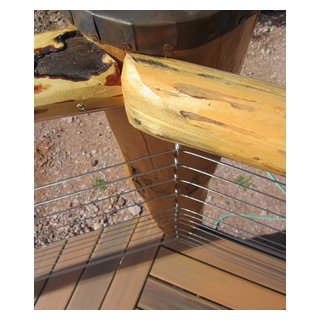 Stainless Cable Infill w/ Natural Peeled Wood Post and Top Rail in ...