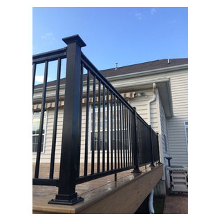 Timbertech legacy deck with aluminum rails with lighted post caps ...