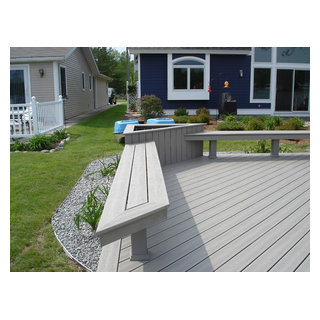 Trex deck with benches and planters - Beach Style - Deck - Other - by ...