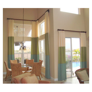 Banded Drapery Panels - Tropical - Dining Room - Miami - by Lori Jill ...