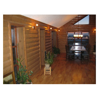 Cedar half log siding - Rustic - Dining Room - Other - by Woodhaven Log ...