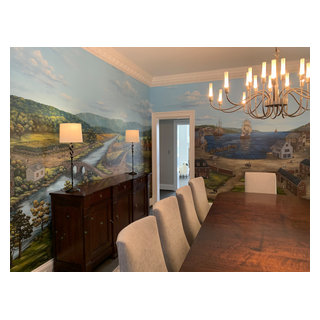 Colonial-Revolutionary Murals, hand painted throughout a dining room ...