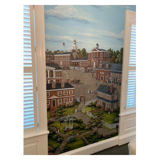 Colonial-Revolutionary Murals, hand painted throughout a dining room ...