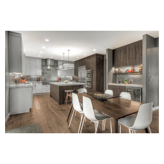 Contemporary Meets Farmhouse Kitchen & Entertainment Center, Kent ...