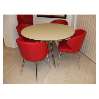 Doris P Chairs in Red Leather with a Myles Extending Table - Contemporary - Dining Room - Other ...