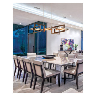 Enigma 5-Light Linear Pendant - Bronze and Polished Stainless Finish ...
