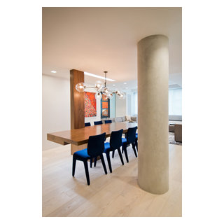 Exposed Concrete Columns in Open Living Space - Modern - Dining Room ...