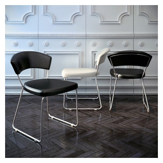 Modloft Delancy Dining Chair, Stainless & Leather - Eclectic - Dining ...