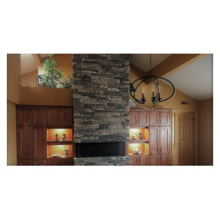 Rustic ledger stone fireplace - Rustic - Dining Room - Other - by ...
