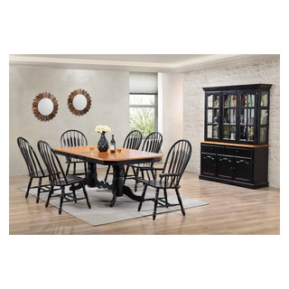 Sunset Trading 9 Piece Double Pedestal Trestle Dining Set with China ...