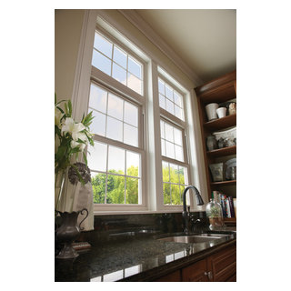 Tuscany single hung decorative colonial grid design with picture window ...