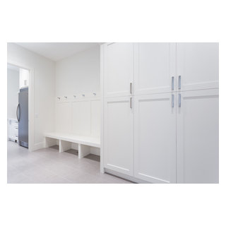 Back entry lockers and european style closet - Transitional - Entry ...