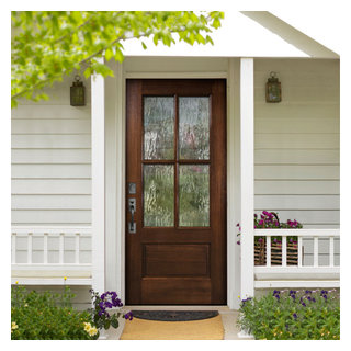 Mahogany 4 Lite Front Door - Traditional - Entry - by Knockety | Houzz