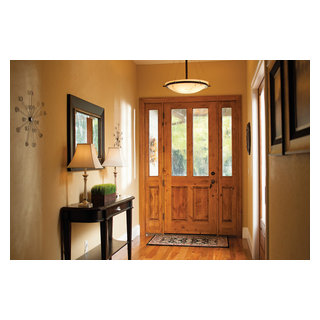 Entry Doors - Decorative rustic style door with beautify textured glass ...