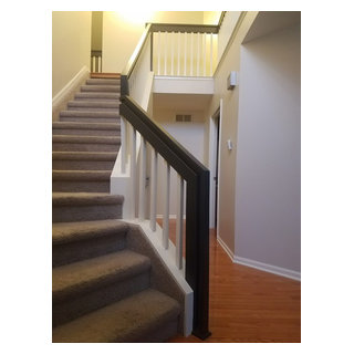 Foyer update and 2-tone railing - Contemporary - Staircase - Detroit ...
