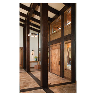 Modern Mountain Timber Frame Home: The Suncadia Residence - Foyer ...