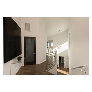 Second floor hallway open to the first floor - Modern - Entry - Los ...