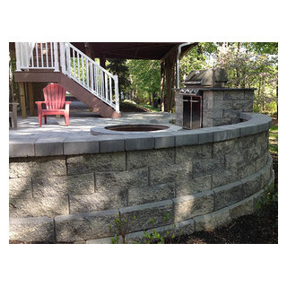 Allan Block Retaining Walls and Patio - Traditional - House Exterior ...