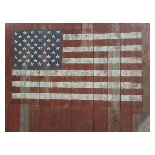 American Barn Flag on Reclaimed Wood - Rustic - House Exterior - New ...